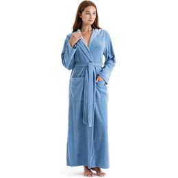 Kangaroos Damenbademantel &raquo;Dalia, ideal f&uuml;r Sauna & Spa, Standardl&auml;nge & &Uuml;berl&auml;nge&laquo; 1 Stk. Uni-Farben mit Streifen, Taschen, leicht, XS-3XL, auch in 