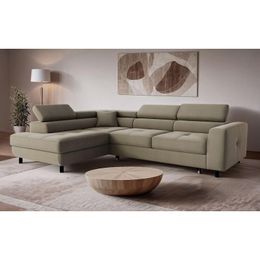 OTTO home Ecksofa &raquo;AADEN Schlafsofa 254 cm - OTTO. Verl&auml;ssliche Qualit&auml;t.&laquo; mit Bettfunktion, Bettkasten, Kopfst&uuml;tzen, rechts/links bestellbar beige 