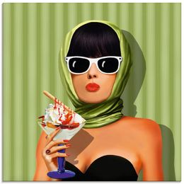 Artland Glasbild &raquo;Sommerliebe, Sommer, Sonne und Eiscreme&laquo; Frau 1 Stk. tlg. in verschiedenen Gr&ouml;&szlig;en bunt B/H/T: 40cm x 40cm, Glasbild Frau quadratisch, 1 Stk.