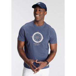 Delmao Herren DELMAO T-Shirt Kurzarm, bedruckt, Rundhals, aus Baumwolle blau L (52/54)