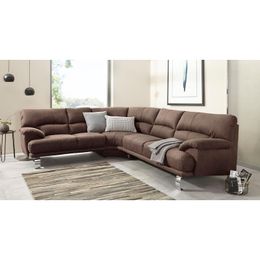 Trendmanufaktur Ecksofa &raquo;Cecilia II, in italienischen Design, bequem, hoher Sitzkomfort, L-Form&laquo; extrabreite Armlehnen f&uuml;r noch mehr Sitzkomfort braun