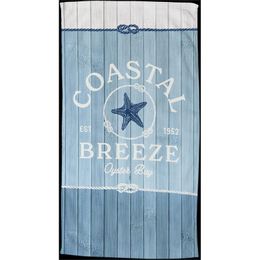 Good Morning Strandtuch &raquo;Breeze&laquo; Mikrofaser, Velours, Strandtuch, saugf&auml;hig, leicht, 100x180 blau Velours, Velours B/L: 100cmx180cm, 1 Stk., Boote 