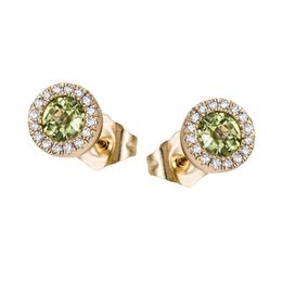Firetti Damen Paar Ohrstecker &raquo;Schmuck Geschenk Gold 585 Ohrschmuck Ohrringe Kreis rund&laquo; mit Peridot - mit Brillanten gr&uuml;n 5,8mm, 0,08 SI = kleine 