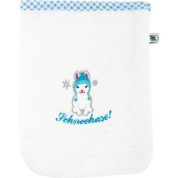 Adelheid Waschlappen &raquo;Schneehase Waschlappen&laquo; mit Paspel und Stickerei wei&szlig; Frottee B/L: 16cmx21cm, 3 Stk.