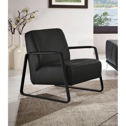W.Schillig Cocktailsessel &raquo;quadroo Loungesessel,&laquo; mit bezogenen Armlehnen, Gestell in Schwarz pulverbeschichtet grau Velourgewebe V41 (100% Polyester)