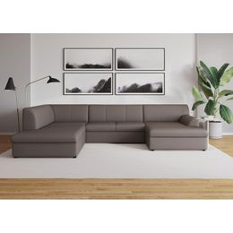 DOMO collection Wohnlandschaft &raquo;Topper, elegant und zeitlos, komfortabel, U-Form&laquo; wahlweise mit Bettfunktion braun B/H/T: 320cm x 78cm x 213cm, 