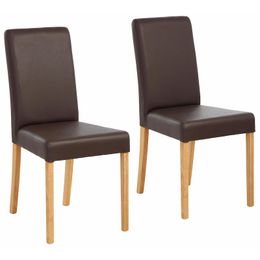 Home Affaire 4-Fu&szlig;stuhl &raquo;Bologna&laquo; (Set) 6 Stk.Gestell aus Massivholz braun Holzwerkstoff, Massivholz B/H/T: 44cm x 91cm x 56cm, 6 Stk., Kunstleder
