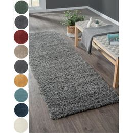 MyFlair Hochflor-L&auml;ufer &raquo;My Shaggy&laquo; rechteckig 37 mm H&ouml;he Shaggy, Uni Farben, leicht gl&auml;nzend, Microfaser, extra flauschig grau Polypropylen (PP) B : 80cm 1 