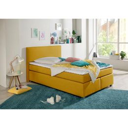 Home Affaire Boxspringbett &raquo;Eliana&laquo; inkl. Topper, in 4 Breiten, 3 Matratzenarten und 2 H&auml;rtegraden gelb Struktur fein, Liegefl&auml;che B/L: 140cm x 220cm 