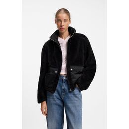 Hugo Damen Hugo Fellimitatjacke &raquo;Fayla&laquo; mit aufgesetzten Taschen, Relaxed Fit schwarz L