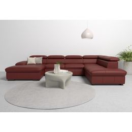 OTTO home Wohnlandschaft &raquo;Alberto U-Form&laquo; mit Kopfteilverstellung, wahlweise mit Schlaffunktion rot Luxus-Microfaser in Lederoptik (100% Polyester);