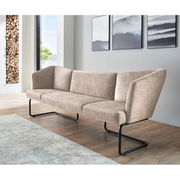 K+w Komfort & Wohnen K+W Komfort & Wohnen Polsterbank &raquo;Mikkado Tube&laquo; in abgerundeter Form, Rundrohrkufe lang, in 2 Breiten 192 oder 242 cm beige Holzwerkstoff, Metall B/H/