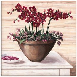 Artland Leinwandbild &raquo;Orchideen in Bordeaux&laquo; Blumen 1 Stk. tlg. auf Holzrahmen gespannt beige B/H/T: 70cm x 70cm, Leinwandbild Blumen, 1 Stk.