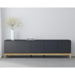 OTTO home Lowboard &raquo;Maryd&laquo; TV-Kommode mit Kabeldurchf&uuml;hrung, Push-to-Open Funktion, Breite 200 cm Holzwerkstoff, MDF B/H/T: 200cm x 53cm x 40cm, 5 Stk