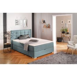 Home Affaire Boxbett &raquo;Olivet mit Bettkasten&laquo; in 4 Farben, 4 Breiten, 2 Matratzenarten, auch in &Uuml;berl&auml;nge 220 cm blau Struktur (100% Polyester), 