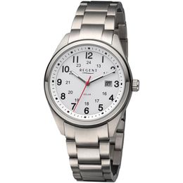 Regent Uhren Regent Damen Solaruhr Armbanduhr, Herrenuhr, Datum, Titanarmband, bis 10 bar wasserdicht silber Einheitsgr&ouml;&szlig;e