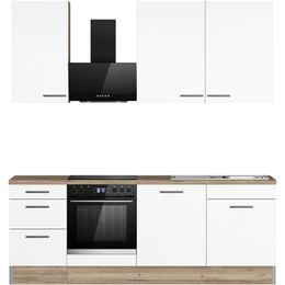 Optifit K&uuml;chenzeile &raquo;Fiona&laquo; Breite 230 cm, mit Hanseatic-E-Ger&auml;ten in Premium oder Basic wei&szlig; B/H/T: 230cm x 60cm,mit E-Ger&auml;ten, Premium