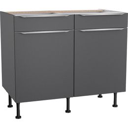 KOCHSTATION Unterschrank &raquo;KS-Aken&laquo; grau anthrazit, B/H/T: 100cm x 87cm x 58,4cm