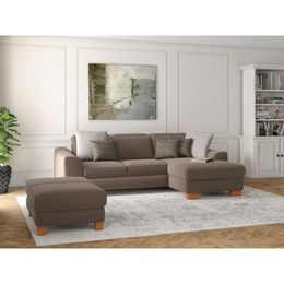 Sit & More sit&more Ecksofa &raquo;Dundee L-Form&laquo; mit Federkern und Massivholzf&uuml;&szlig;en, wahlweise mit Kopfteilverstellung grau B/H/T: 264cm x 86cm x 175cm, Luxus-