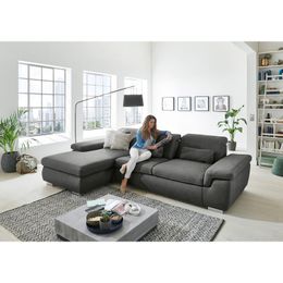 Die PlanBar Ecksofa &raquo;MP-IN17041 L-Form, Breite 325 cm&laquo; Sitztiefenverstellung, optional Kopfteilverstellung & Schlaffunktion grau 100% Polyester B/H/T: