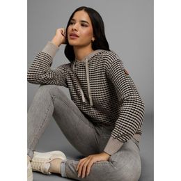 Kangaroos Damen Kangaroos Strickpullover mit Kapuze und Kordelzug, Oversize-Passform, h&uuml;ftlange Schnittform schwarz 32/34