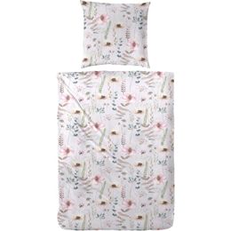 Primera Bettw&auml;sche &raquo;Bio-Renforce Bettw&auml;sche Fleur&laquo; 2 Stk. mit h&uuml;bschen Blumenranken lila Renforc&eacute; (Bio-Baumwolle), Obermaterial: 100% Baumwolle B/L: 135cm x 
