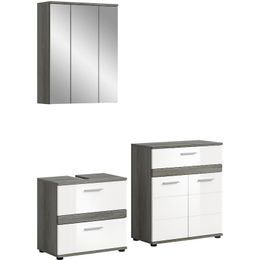 Welltime Badm&ouml;bel-Set &raquo;LUCCA, 3-teilig, hochwertige MDF Front&laquo; Set, best. aus: Waschbeckenunterschrank, Spiegelschrank und Midischrank, 3 Stk. tlg. 