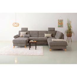 OTTO home Wohnlandschaft &raquo;Westerland U-Form&laquo; Federkern, wahlweise Schlaffunktion, Stauraum und Armlehn-Verstellung braun 100% Polyester B/H/T: 303cm x