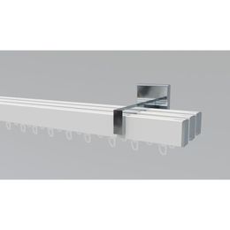 Indeko Gardinenstange &raquo;Bern&laquo; 3 l&auml;ufig-l&auml;ufig Wunschma&szlig;l&auml;nge Innenlauf Komplett-Set inkl. Gleitern und Montagematerial wei&szlig; Aluminium B/L: 280cm, 1 Stk