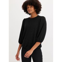 bonprix Damen bonprix Tunikashirt Oversize-Passform, ohne Kragen, aus Polyester, Viskose und Elasthan schwarz 48/50 (XL)