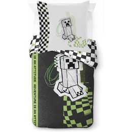Minecraft Kinderbettw&auml;sche &raquo; Doodle Skate&laquo; 2 100% Baumwolle schwarz Linon, Obermaterial: 100% Baumwolle B/L: 135cm x 200cm, 1 Stk., 1 Stk., Linon, B/L: 80cm x 
