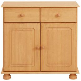 OTTO home Sideboard &raquo;Mette&laquo; Kommode mit gefr&auml;sten, kugelf&ouml;rmigen F&uuml;&szlig;en, Breite 80 cm beige Massivholz B/H/T: 80cm x 77cm x 34cm, 1 Stk., Kiefer, 2 Stk