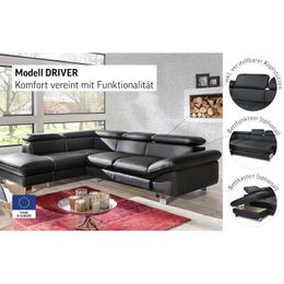 COTTA Ecksofa &raquo;Driver L-Form, B: 265cm, moderne Couch, Wellenunterfederung, inkl. 3 x&laquo; Kopfteilverstellung, optional Schlaffunktion & Bettkasten 