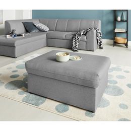 DOMO collection Hocker &raquo;Topper&laquo; mit Wellenunterfederung, auf Kunststoffgleitern grau B/H/T: 93cm x 40cm x 69cm, Struktur fein