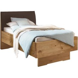 Wiemann Holzbett &raquo;Cardiff, Bettgestell, Bettrahmen, teilmassiv, mit Polsterkopfteil&laquo; Belastbarkeit 110/220 Kg, 4-fache h&ouml;henverstellbar, MADE IN 