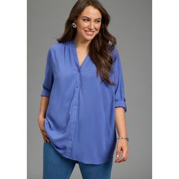 Laura Scott Curve Damen Laura Scott CURVE Longbluse &raquo;Gro&szlig;e Gr&ouml;&szlig;en&laquo; im Tunika Stil aus weicher Viskose blau 44