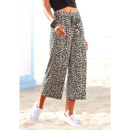 Lascana Damen Lascana Culotte &raquo;mit luftig-weitem Bein&laquo; mit Alloverdruck, 7/8-L&auml;nge, leichte Sommerhose, Schlupfhose beige 34, N-Gr