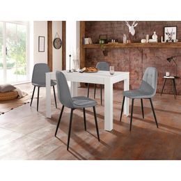 OTTO home Essgruppe Set, 5 Stk. tlg. mit Esstisch 120 cm breit grau B/H/T: 120cm