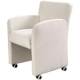 exxpo - sofa fashion Sessel &raquo;Cortado, Loungesessel auf Rollen, schmale Armlehnen, bequem&laquo; hohe Bodenfreiheit, sch&ouml;ne Detailverarbeitung wei&szlig; 