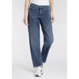 MAC Damen Straight-Jeans "GRACIA", blau, Gr. 34, unifarben, Denim/Jeans, Obermaterial: 77% Baumwolle, 10% Polyester, 10% Viskose, 3% Elasthan, Jeans,