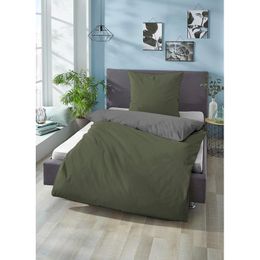 Biberna Wendebettw&auml;sche &raquo;Alma in Gr. 135x200, 155x220 oder 200x200 cm&laquo; 2 Stk. Bettw&auml;sche aus Baumwolle, Rei&szlig;verschluss, Bettw&auml;sche mit Wendeoptik braun Linon,