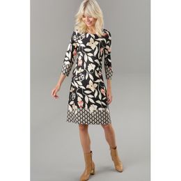 Aniston Selected Damen Aniston SELECTED Jerseykleid mit gemusterten Bord&uuml;ren 40, N-Gr