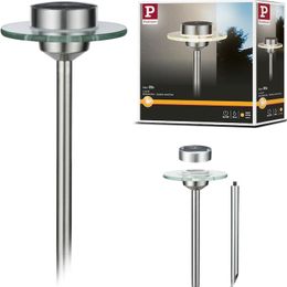 Paulmann LED Gartenleuchte &raquo;Solarspie&szlig; Ufo IP44 LED 1x0,2W Edelstahl/Klar Edelstahl/Glas&laquo; LED-Modul 1 Stk. Warmwei&szlig; LED-Modul silber 1, H: 55cm, 1 Stk.