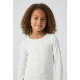 name it M&auml;dchen Langarmshirt &raquo;NMFKAB LS TOP NOOS&laquo; in Feinripp und mit s&uuml;&szlig;er Spitzenkante am Ausschnitt wei&szlig; 92