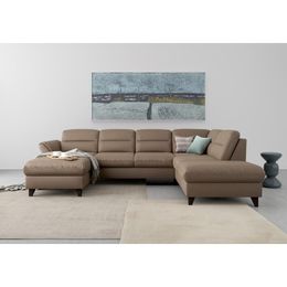 Sit & More sit&more Wohnlandschaft &raquo;Mellum U-Form&laquo; Federkern, wahlweise mit Schlaffunktion, Stauraum und Armteilfunktion braun 100% Polyester B/H/T: 306cm x 87cm