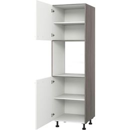 KOCHSTATION Backofenumbauschrank &raquo;KS-Trea SB-195-3&laquo; mit zwei T&uuml;ren und zwei Einlegeb&ouml;den, H&ouml;he 195 cm wei&szlig; eichefarben grau, B/H/T: 60cm x 195cm x 