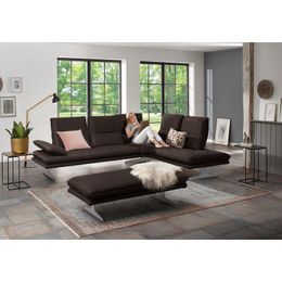 W.Schillig Ecksofa &raquo;broadway, Designsofa, mit tollem Sitzkomfort, L-Form&laquo; Sitztiefenverstellung, Kopfteil- & Seitenteilverstellung, Breite 284cm braun