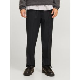 Jack & Jones Jack & Jones Herren Stoffhose &raquo;JPSTKANE &ndash; L&auml;ssige Hose mit B&uuml;ndchen, pflegeleicht und relaxed&laquo; meliert, modisch, relaxed fit, Web schwarz XL, N-Gr
