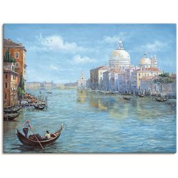 Artland Leinwandbild &raquo;Venedig&laquo; Europa 1 Stk. tlg. auf Holzrahmen gespannt blau Leinwand B/H/T: 80cm x 60cm, Leinwandbild Europa Querformat, 1 Stk.