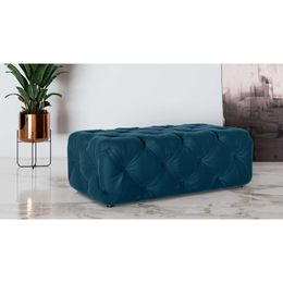 Home Affaire Polsterhocker &raquo;FOLLINA&laquo; Polsterhocker mit klassischer Chesterfield-Knopfheftung blau 100% Polyester B/H/T: 130cm x 39cm x 65cm, 